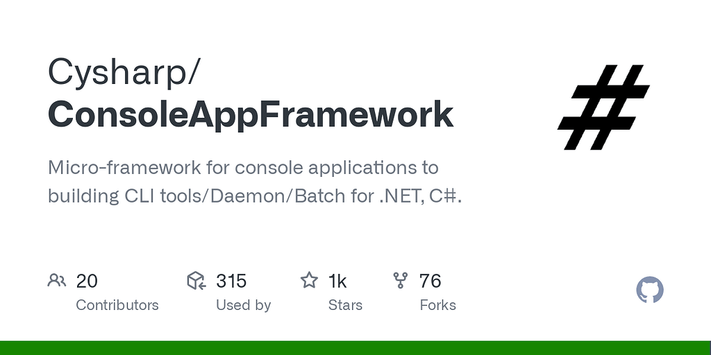 ConsoleAppFramework - .NET Core, C#용 CLI 도구 및 데몬, 배치를 위한 콘솔 애플리케이션 마이크로 ...