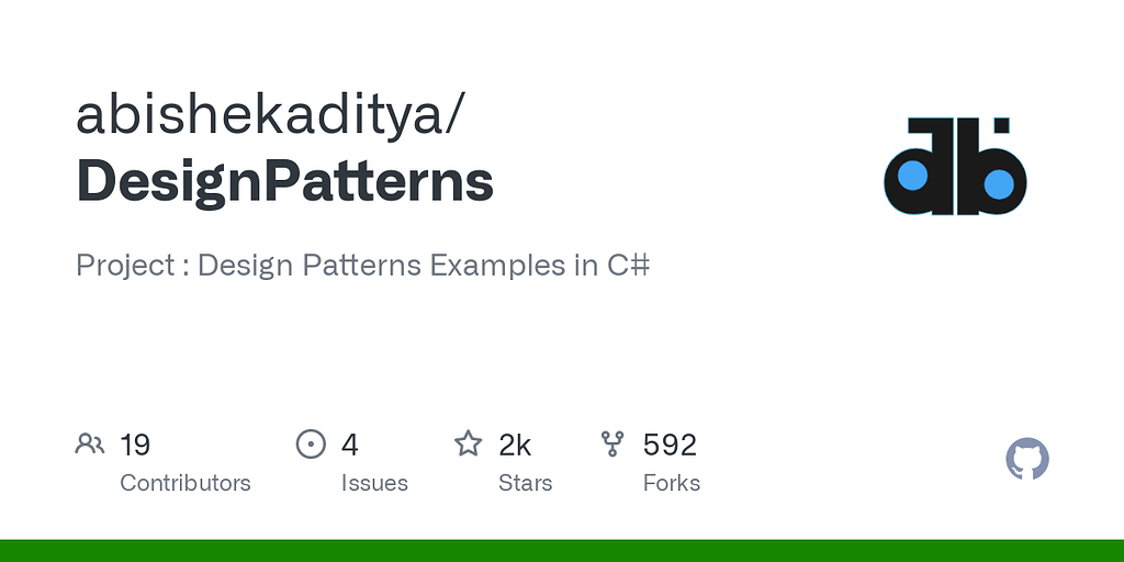 Abishekaditya Designpatterns 프로젝트 C 의 디자인 패턴 예제 📤 정보 공유 닷넷데브